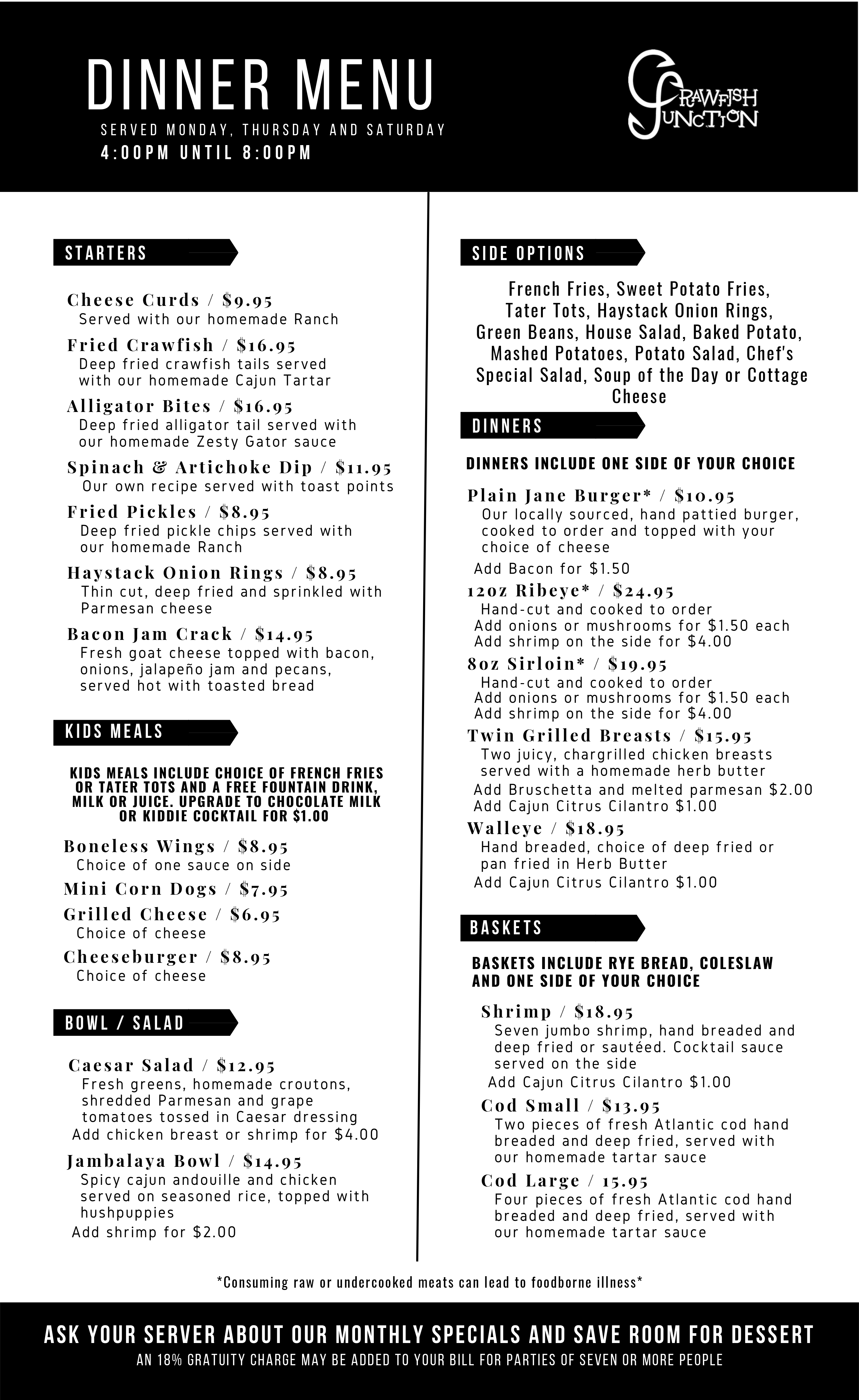 Menu | Crawfish Junction