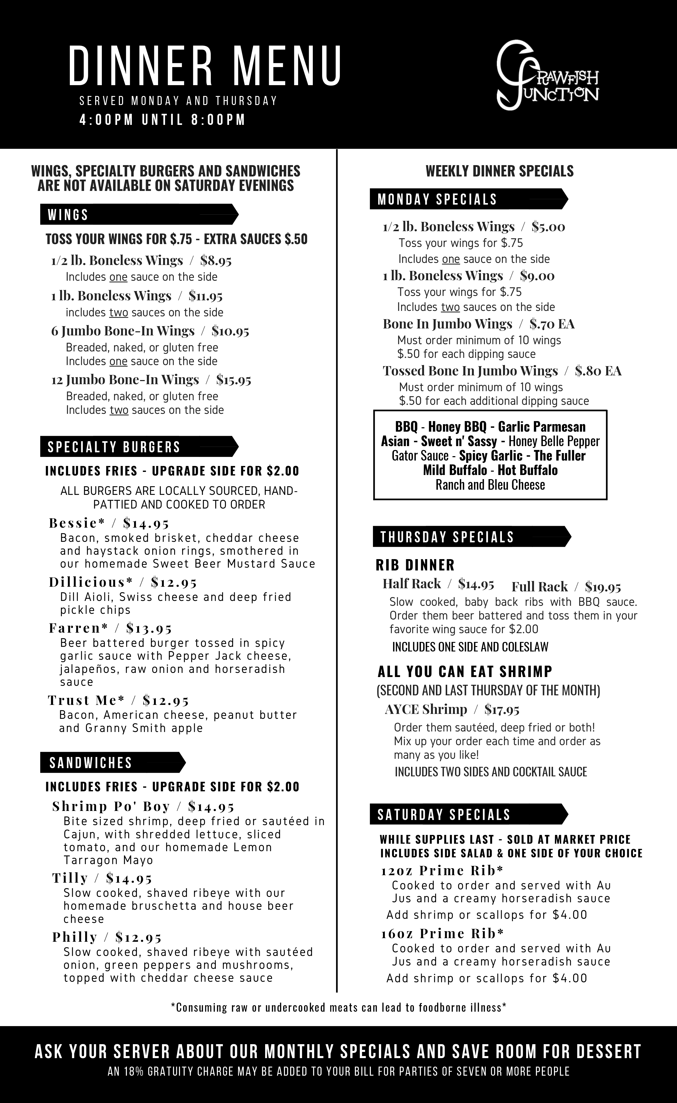 Menu | Crawfish Junction