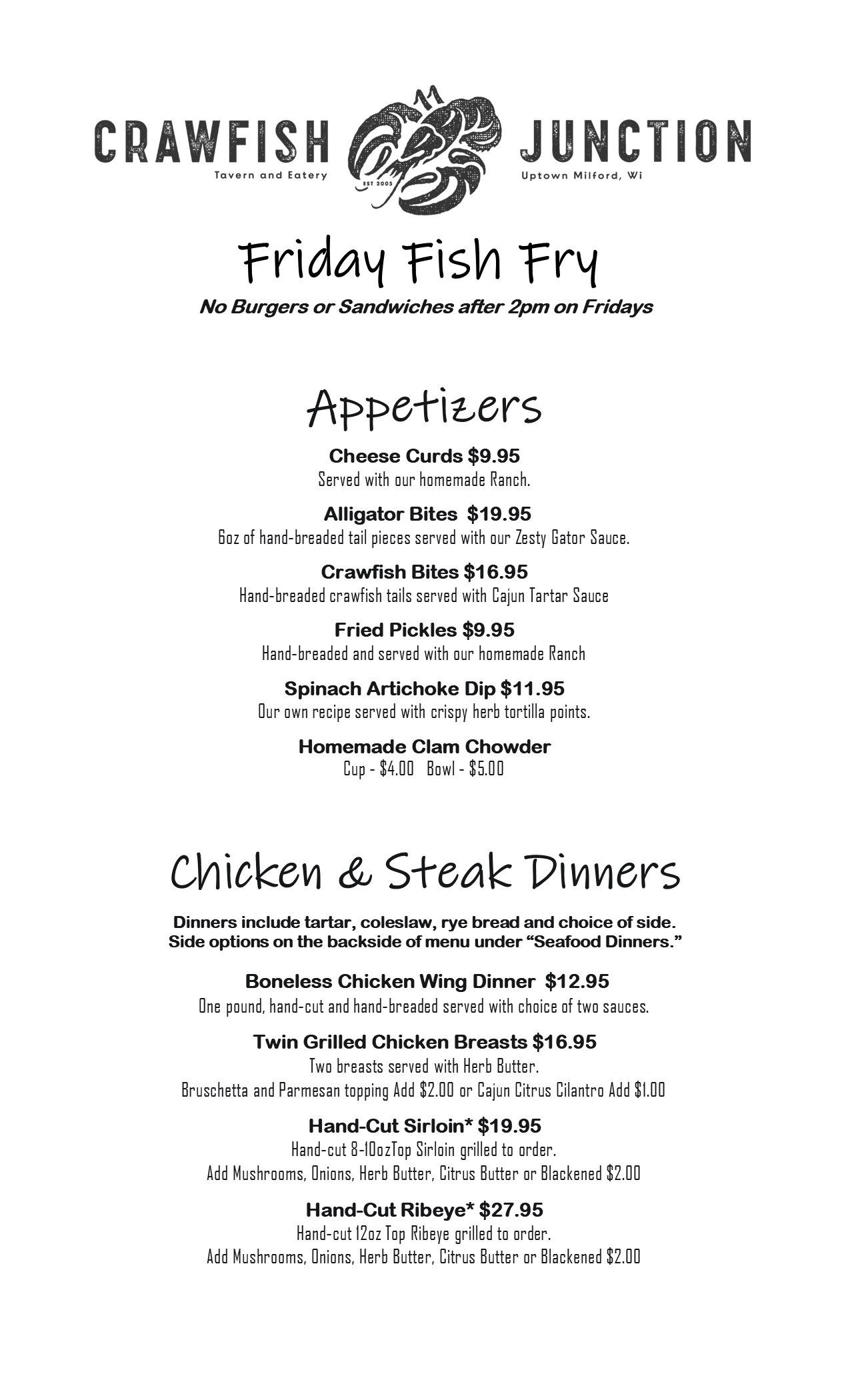 Menu | Crawfish Junction