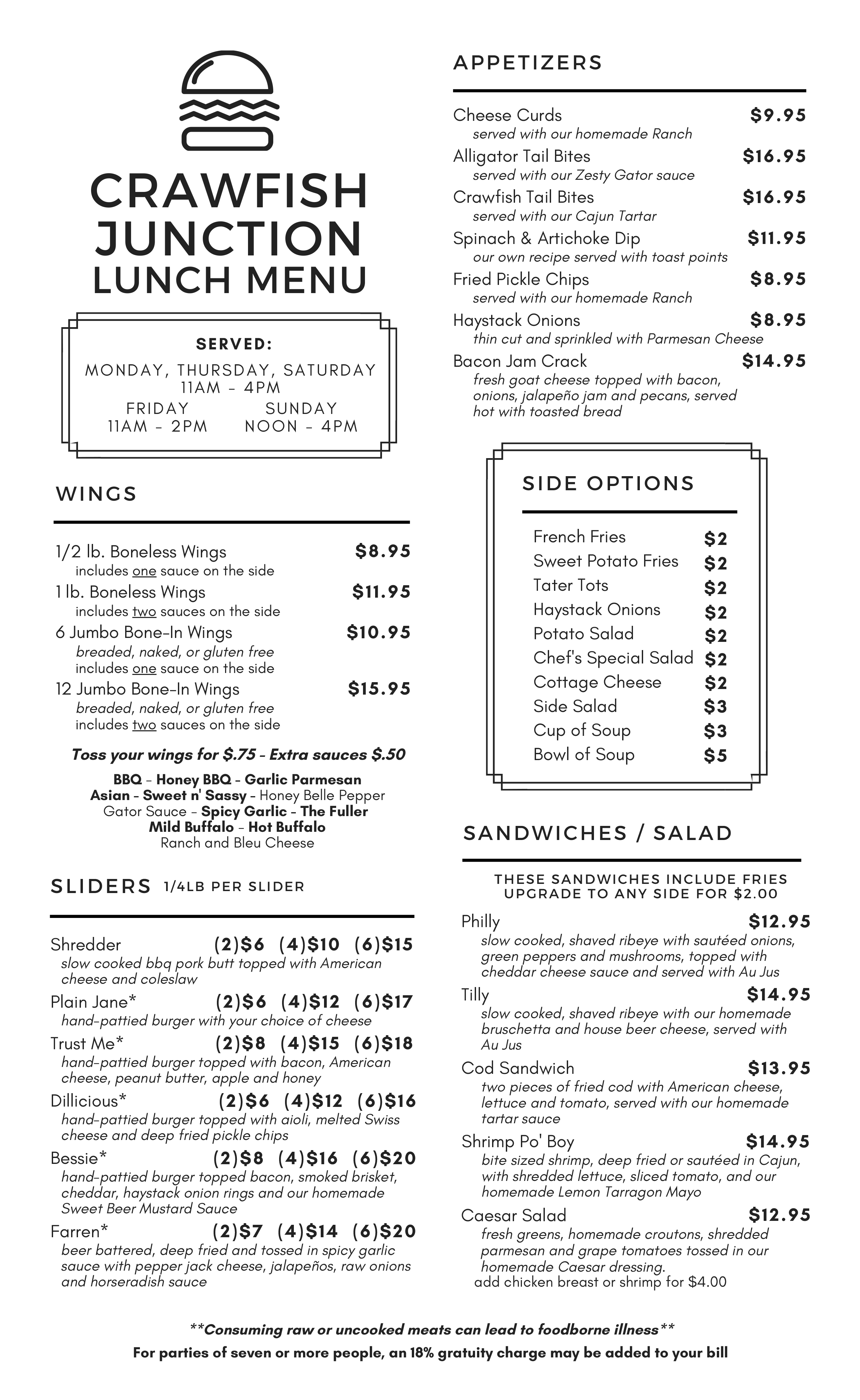 Menu | Crawfish Junction