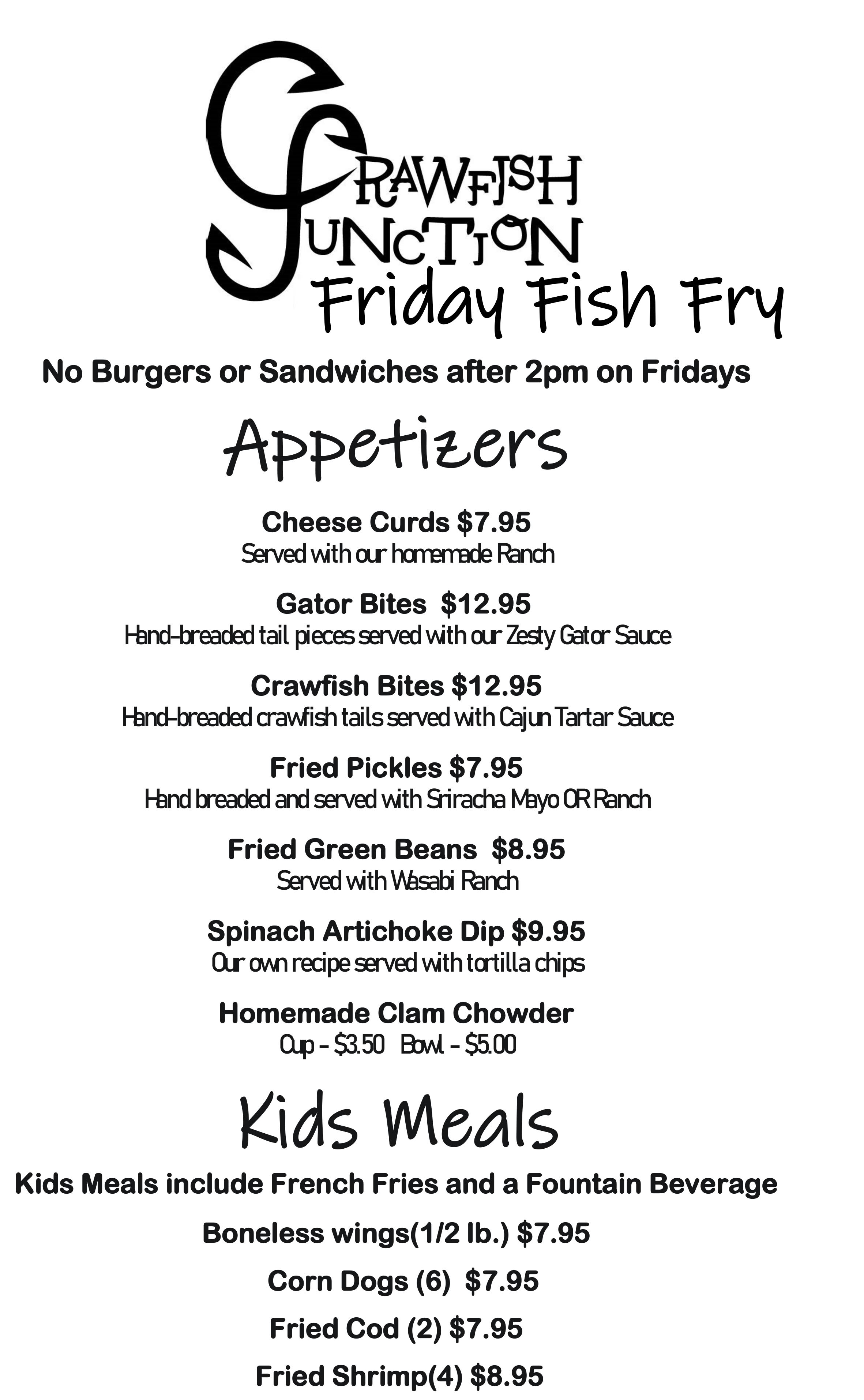 Menu | Crawfish Junction