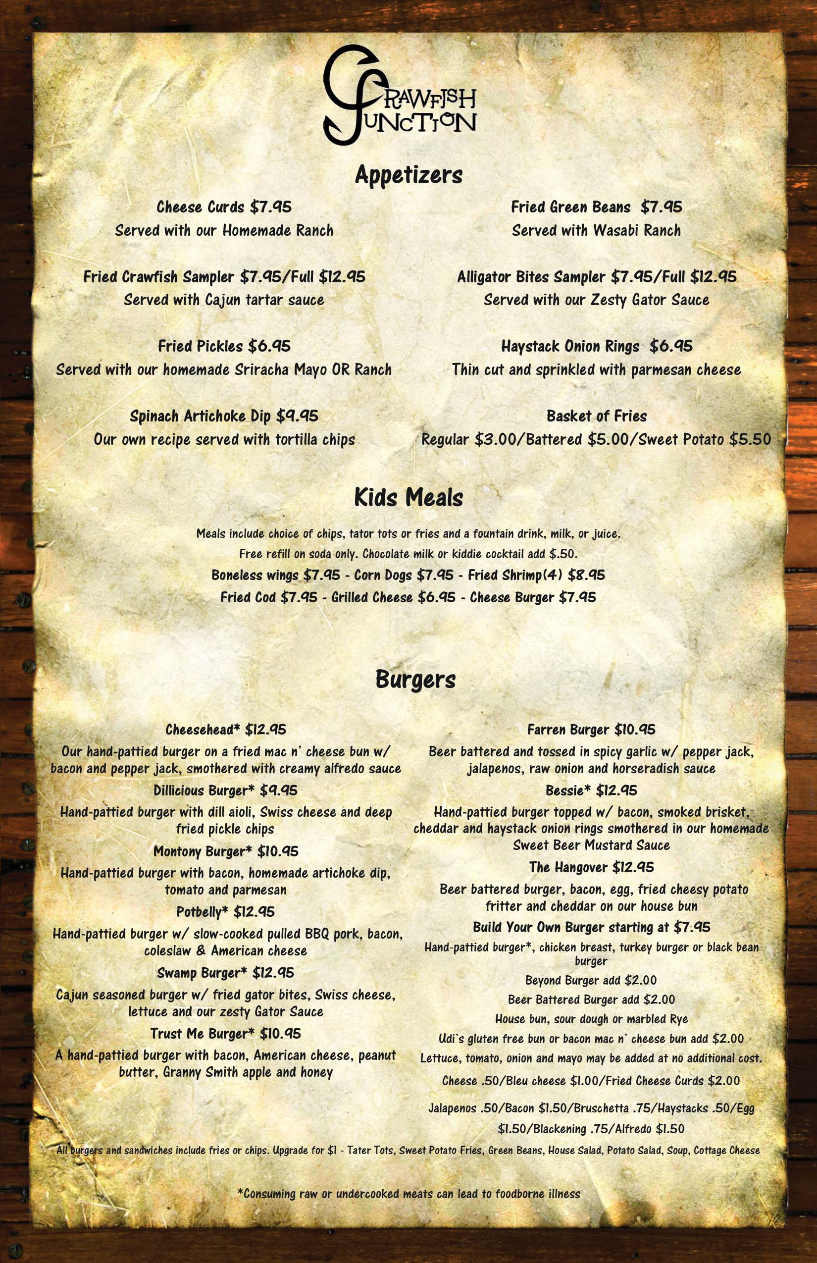 Menu | Crawfish Junction