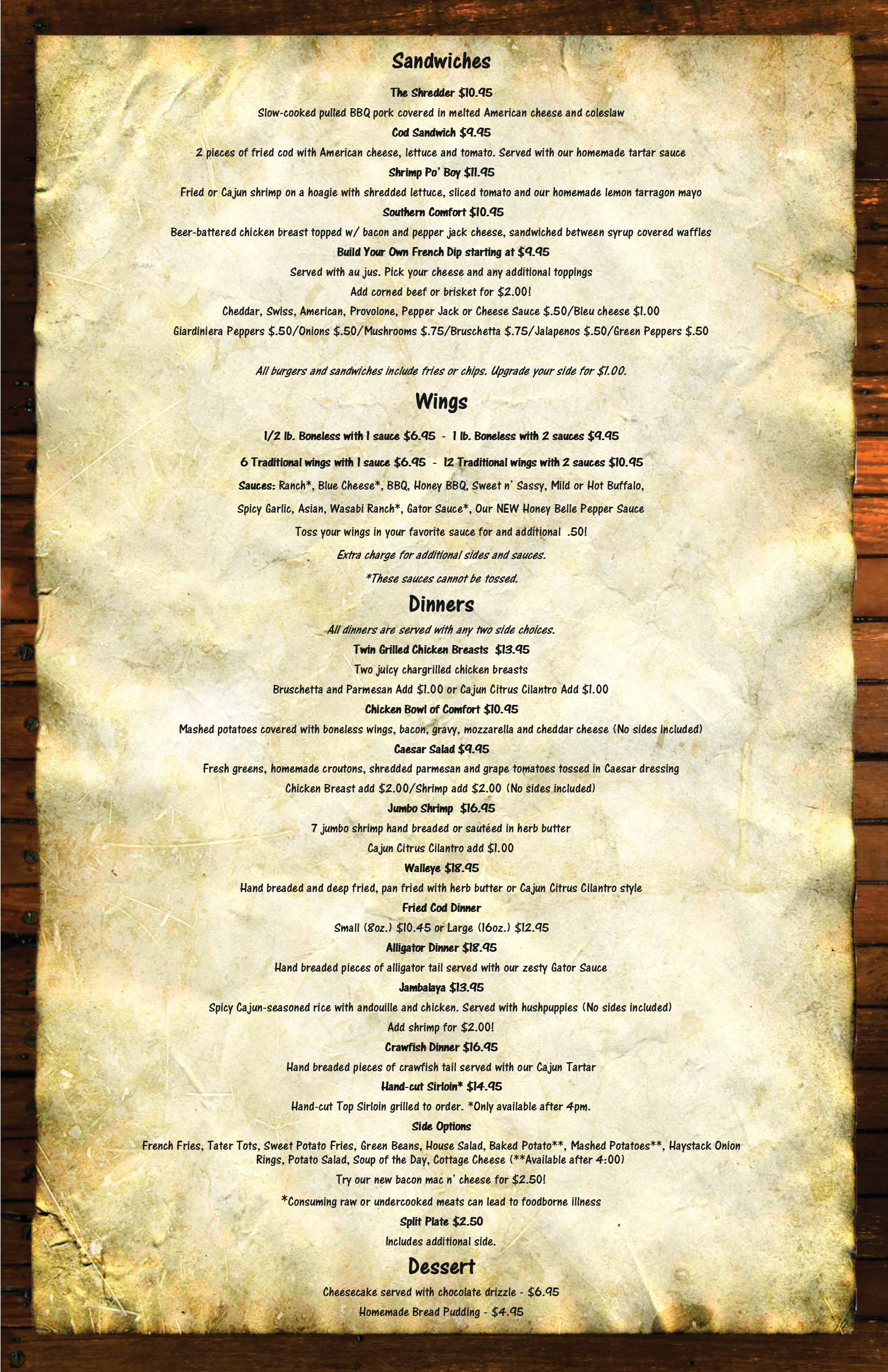 Menu | Crawfish Junction